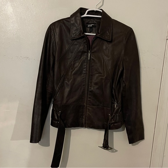 Black Rivet | Jackets & Coats | Black Rivet Leather Jacket Brown Small ...